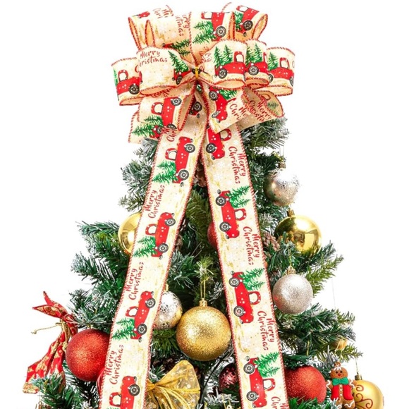 Holiday | Christmas Tree Topper Bow And Wreath Bow 15 Wide 3 Long ...